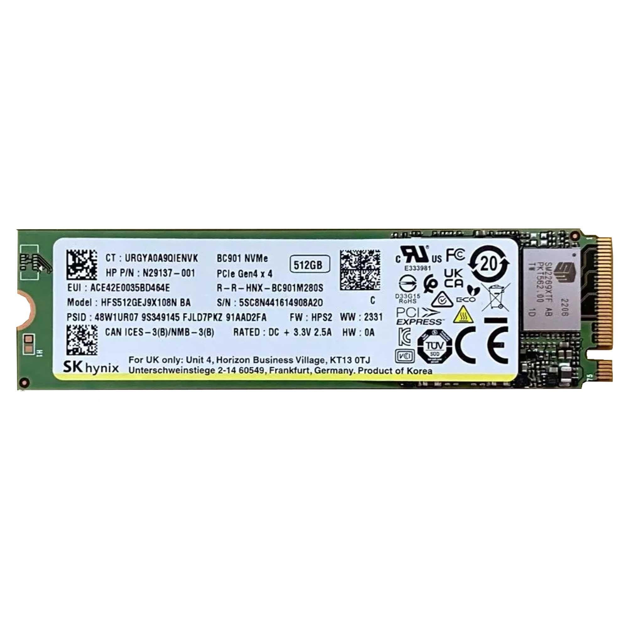 SK Hynix BC901 512GB 3400/2900 MB/s Gen4x4 M.2 2280 SSD – Teknoraks ...